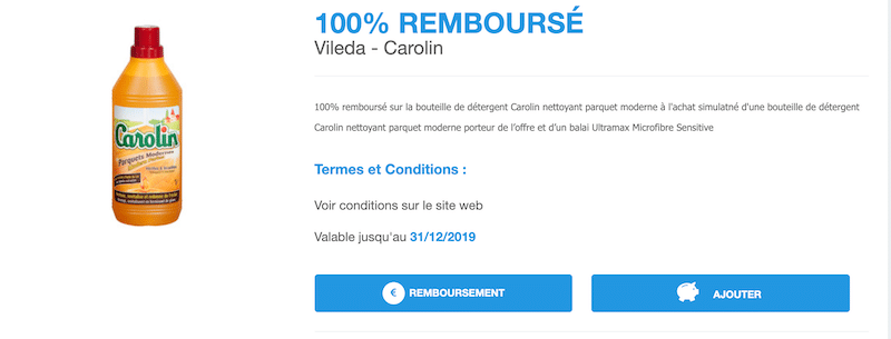 Bon plan : votre bouteille Carolin nettoyant parquet moderne remboursée