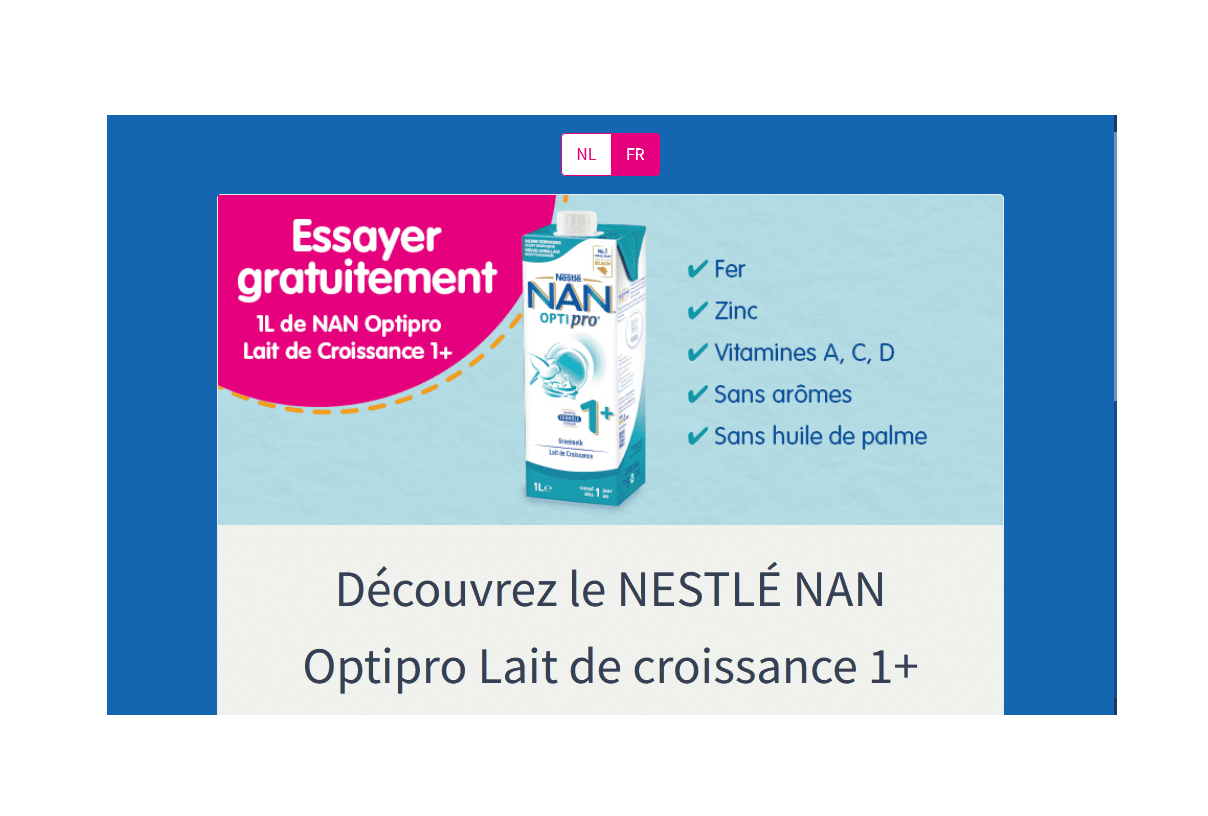 Lait de croissance NAN Optipro 100% remboursé